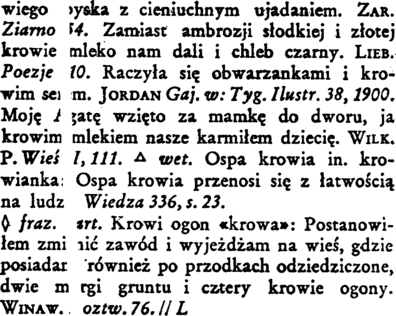 krowi – Wielki słownik W. Doroszewskiego PWN