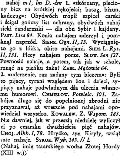 nahaj – Wielki słownik W. Doroszewskiego PWN