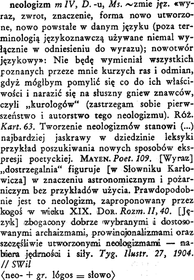 neologizm – Wielki słownik W. Doroszewskiego PWN