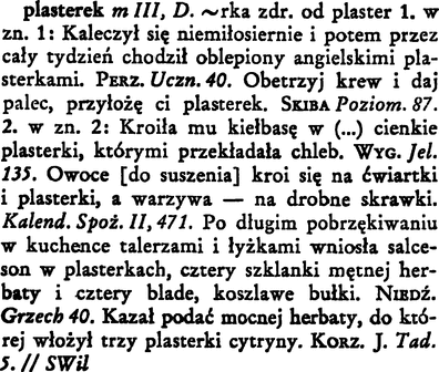 plasterek – Wielki słownik W. Doroszewskiego PWN