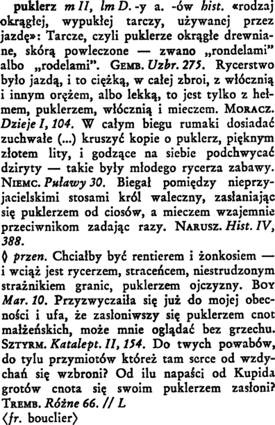 puklerz – Wielki słownik W. Doroszewskiego PWN