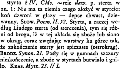 styrta – Wielki słownik W. Doroszewskiego PWN